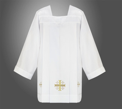 SURPLICE COTTA Catholic Square Neck Medium weight Jerusalem Cross ...