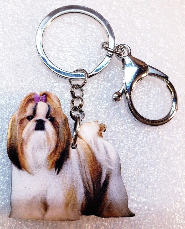 Shih Tzu Dog Realistic Flat Acrylic Key Ring Keychain Purse Dangle ...