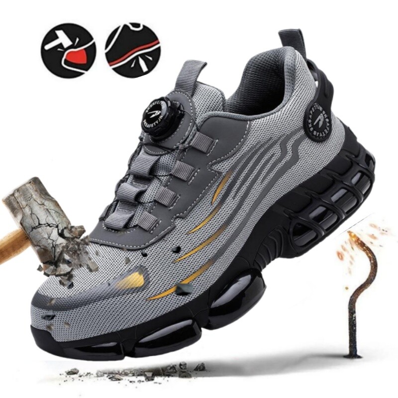 Rotating Button Safety Shoes Men Steel Toe Sneaker Work Boots ...