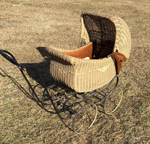 Antique Victorian Wicker Baby Stroller Complete Original Outstanding ...