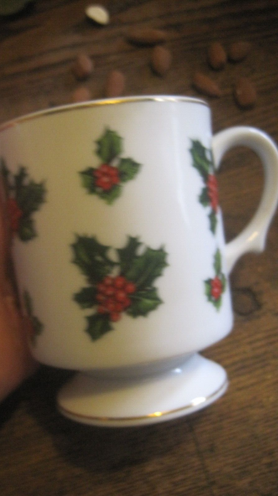 VTG Lefton China Christmas Holly Hand Painted Footed 6 oz Cup #XNP001 ...