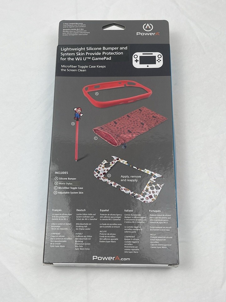 Wii U Super Mario Kit 4 Piece Kit Mario Stylus Case Bumper Mario Skin ...