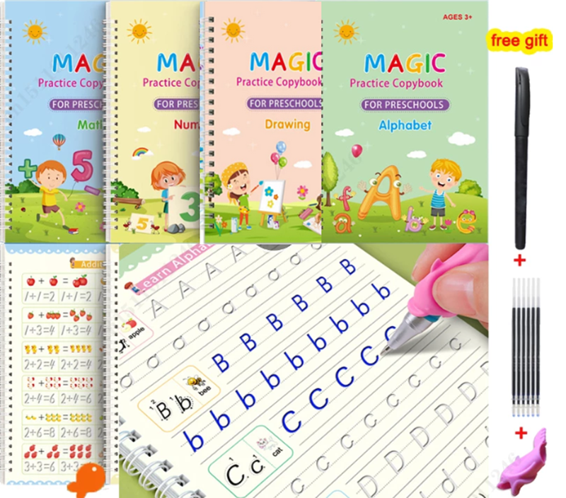 4 Pack Magic Practice Copybook Groove Handwriting Copy Book Calligraphy ...