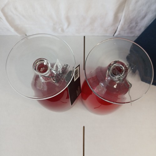 2 Robert Stanley Home Collection Red Water Wine Goblets Glasses w ...