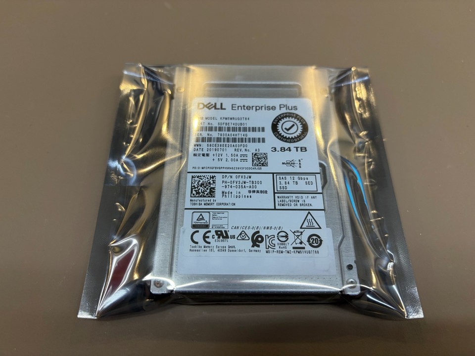 New DELL Enterprise Plus 0FV3JW KPM5WRUG3T84 3.84TB SAS 12G SED SSD ...