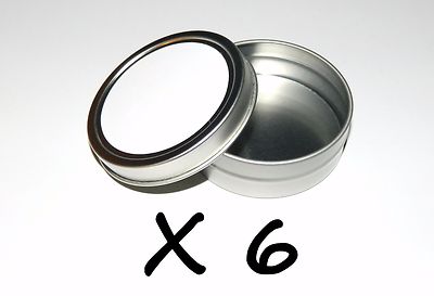 6 X 2-oz Round Metal Blank White Label Slip-Lid Tin Can Container - Use ...