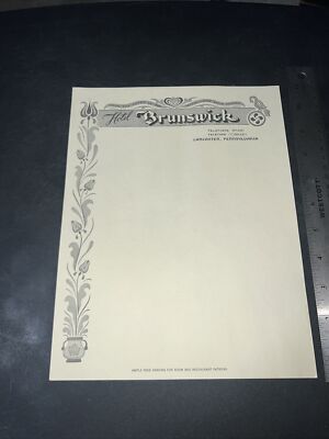 Vintage New Old Stock Hotel Brunswick Lancaster Pa Letterhead ...