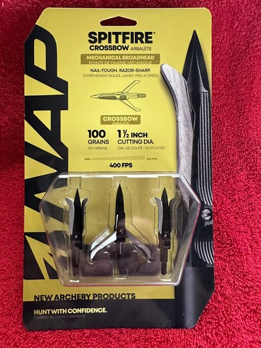 New 🌟NAP Spitfire Crossbow 100 Grain 3 Blade 3 Pack Broadheads 60-696 ...