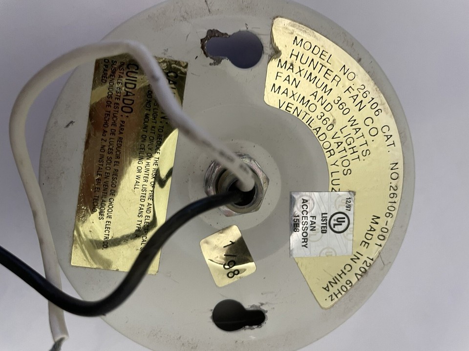 hunter ceiling fan light parts, Light Kit Adapter. White. Model #26106 ...