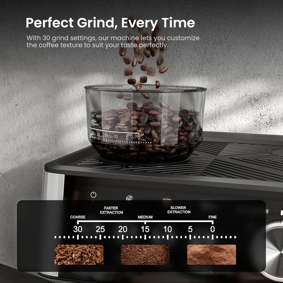 20 Bar Espresso Machines with Grinder with Steam Milk Frother Steam ...