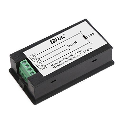 DROK Digital Multimeter DC 6.5-100V 20A Voltage Amperage Power Energy ...