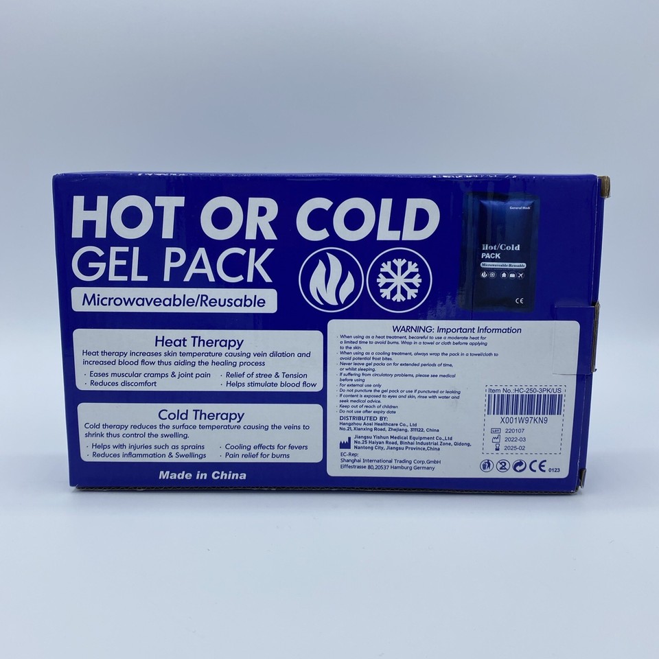 Gel Hot Cold 3 pk 5 1/2" x 9" Reusable Pain or Injury Microwavable ...