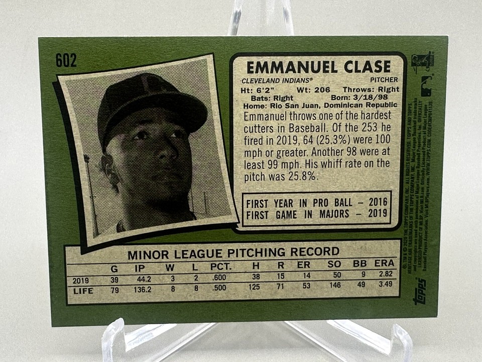 EMMANUEL CLASE 2020 Topps Heritage High Number RC #602 - Cleveland | eBay