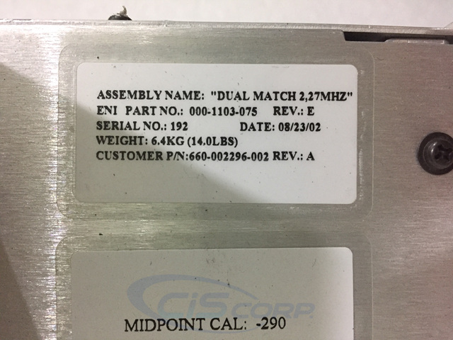 ENI OB-2 Dual Match 2.27MHz 660-002296-002 / 000-1103-075 | eBay