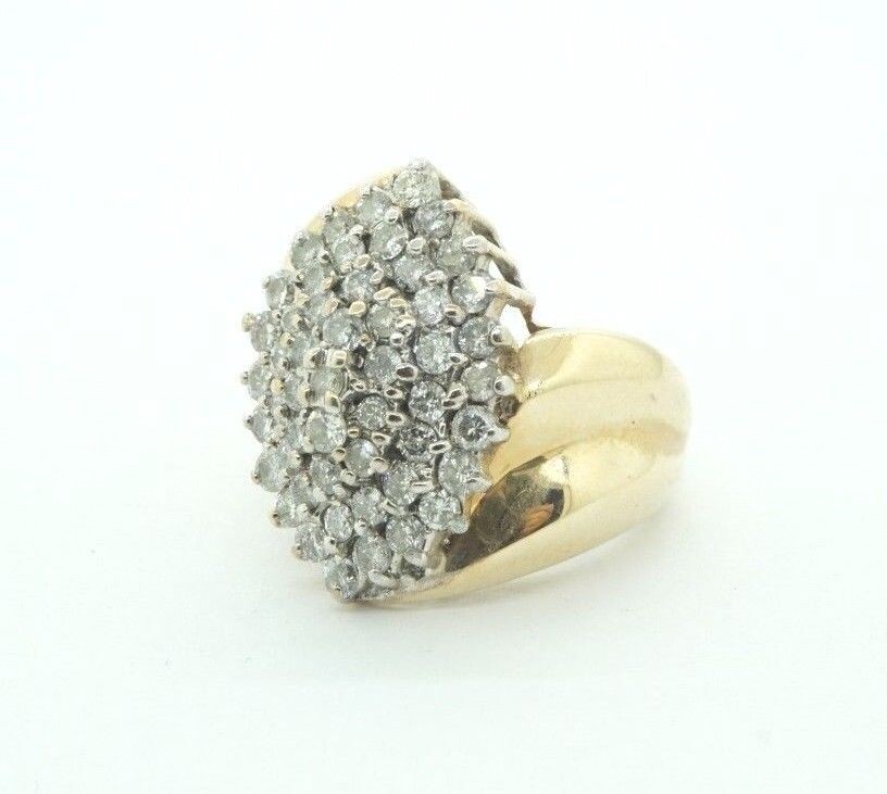 10k Yellow Gold Diamond Cocktail Ring Size 7.25 Estat… - Gem