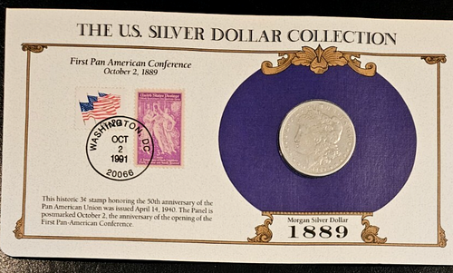 1889 O Morgan Silver Dollar US Postal Commemorative Stamp Set Rare 3 ...