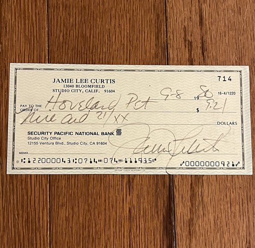 Jamie Lee Curtis Signed Autograph Check True Lies Halloween Actress ...
