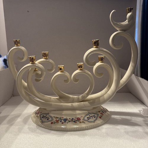 Jewish SABBATH LENOX MENORAH Candle Holder Judaic Collection Porcelain ...