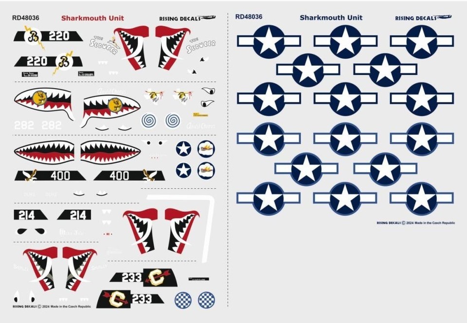 Rising Decals 1/48 SHARKMOUTH UNIT P-40 Warhawks of the 51st FG Over ...