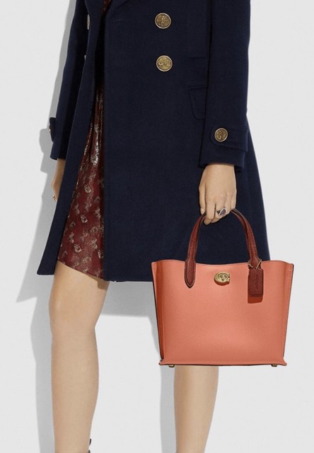 Coach Willow Leather Tote 24 Light Coral/Multi Colorblock C8561 for ...