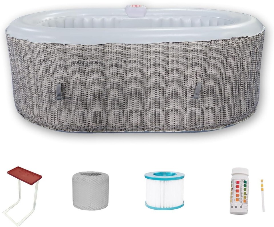 2 Person Inflatable Hot Tub Oval Portable Blow Up Spa, Bubble Jets ...