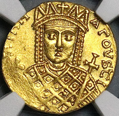 787 NGC AU Byzantine Empire Irene Constantine VI AV Gold Solidus Coin ...