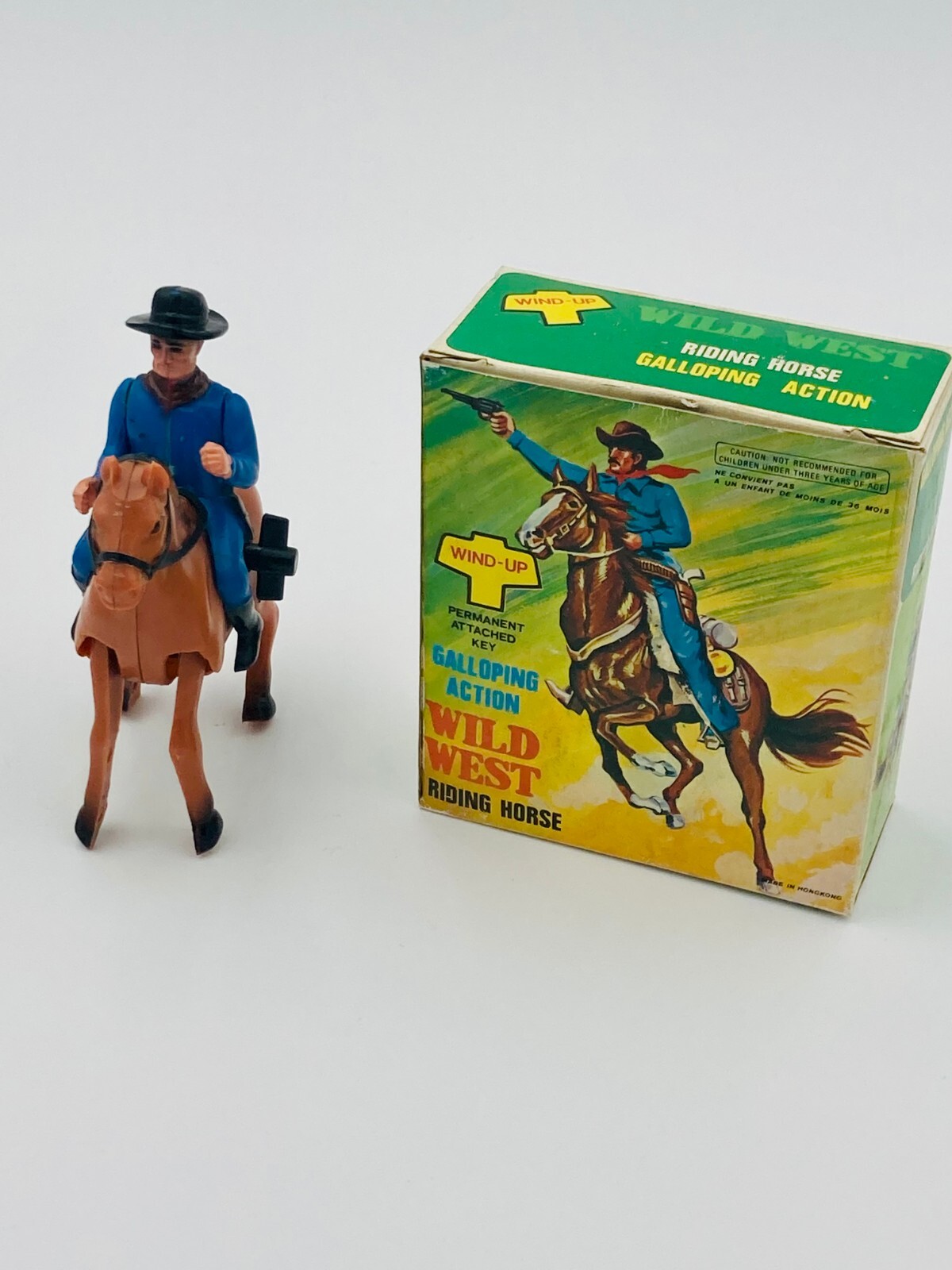 Vintage Wind Up Key Cowboy Wild West Riding Horse Galloping Action W101 ...