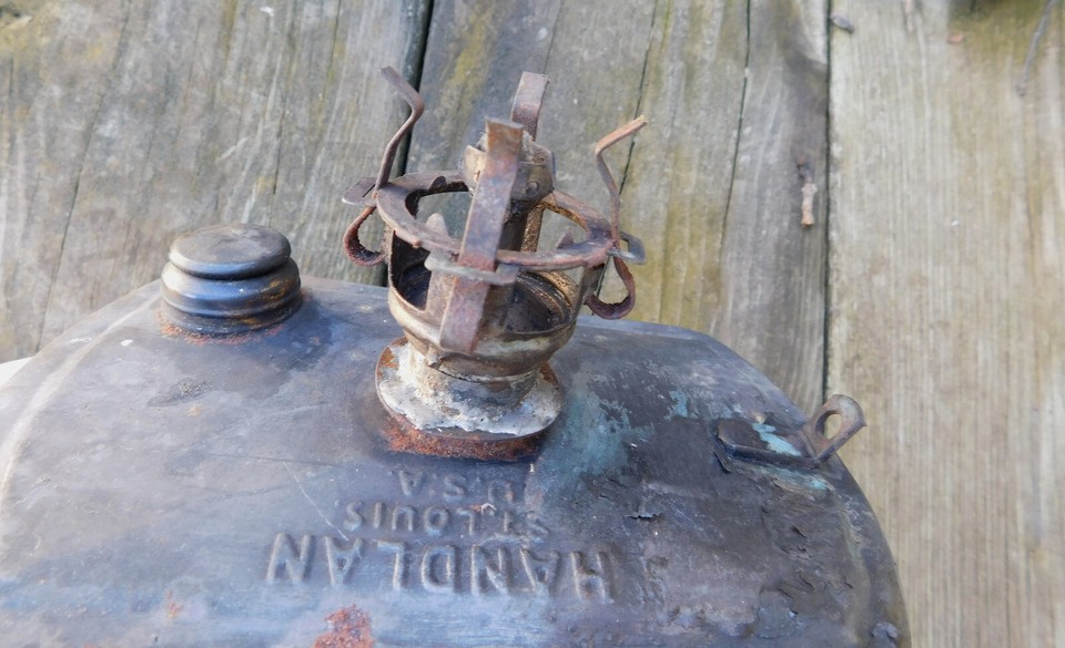 VINTAGE HANDLAN ST. LOUIS RAILROAD LAMP LANTERN SMUDGE POT WITH BURNER ...