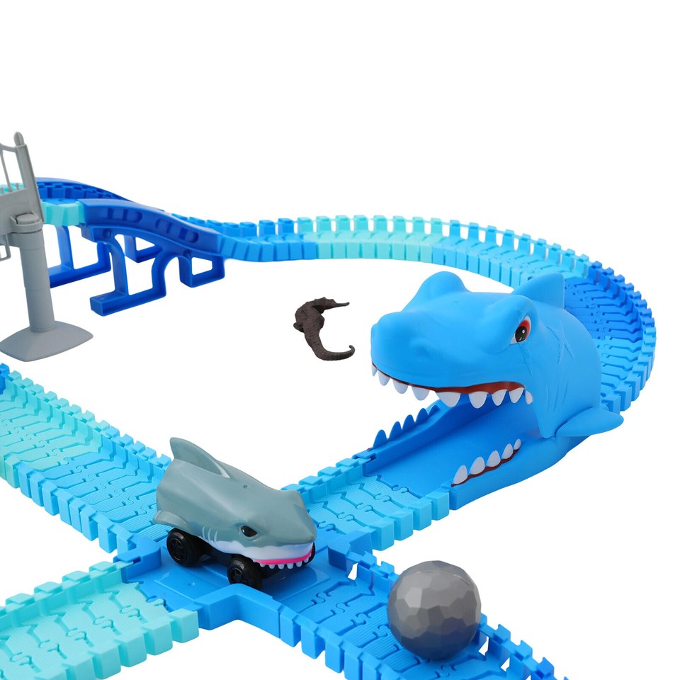 264 Pcs Shark Race Car Toys Track Toys Ocean Theme Shark Race Car Toys ...