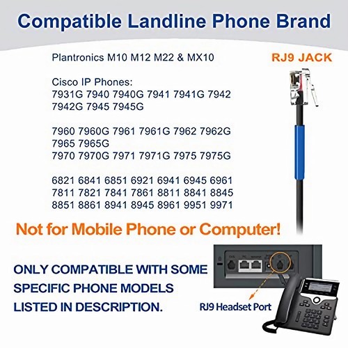 Wantek Cisco Phone Headset with Microphone Noise Cancelling & Mute ...