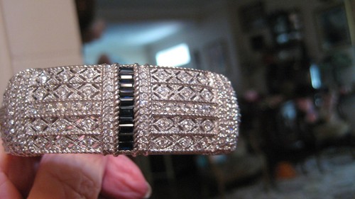 PRETTY JUDITH RIPKA STER SILVER SAPPHIRE & DMQ WIDE PIA CUFF, SZ AVG ...