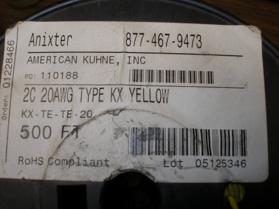 350' - Type KX Yellow 2C Thermocouple Extension Wire 20 AWG | eBay