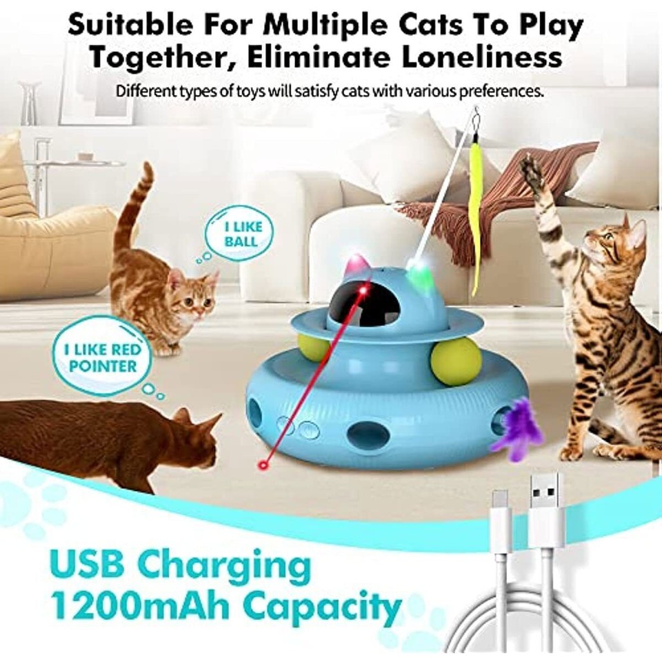 Cat Laser Interactive Indoor Cat Pet Toys Automatic,USB Cat Teaser Pet ...