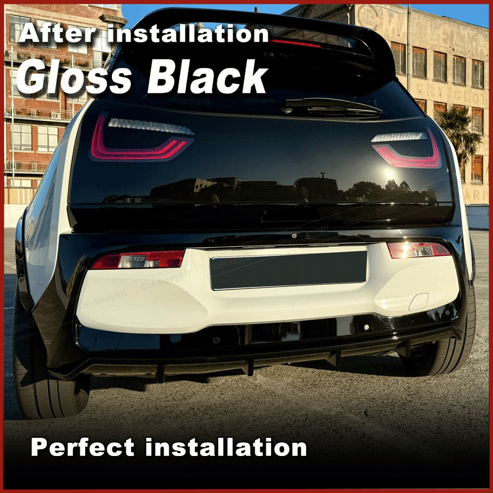 For BMW i3 i3s I01 Hatchback 18-20 Gloss Black Rear Bumper Diffuser Lip ...