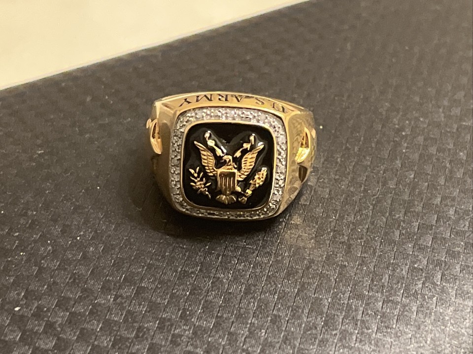 Danbury mint US military army veteran rings 14k GOLD PLATED W/Diamonds ...