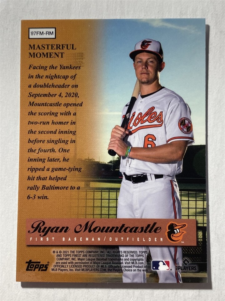 RYAN MOUNTCASTLE orioles 2021 Topps '97 Finest Masters #97FM-RM RC (BB3 ...