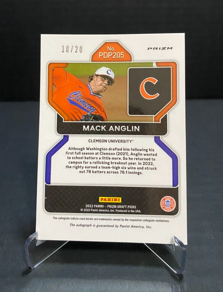 2022 Prizm Draft Picks - #PDP205 Mack Anglin - Neon Orange Prizm Auto ...
