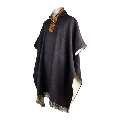 Alpaca wool Hooded Poncho Unisex all seasons boho hippie XXL DARK ...