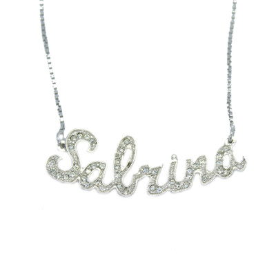 Collier Nom Sabrina en Argent Femme avec Strass Jersey Vénitien | eBay