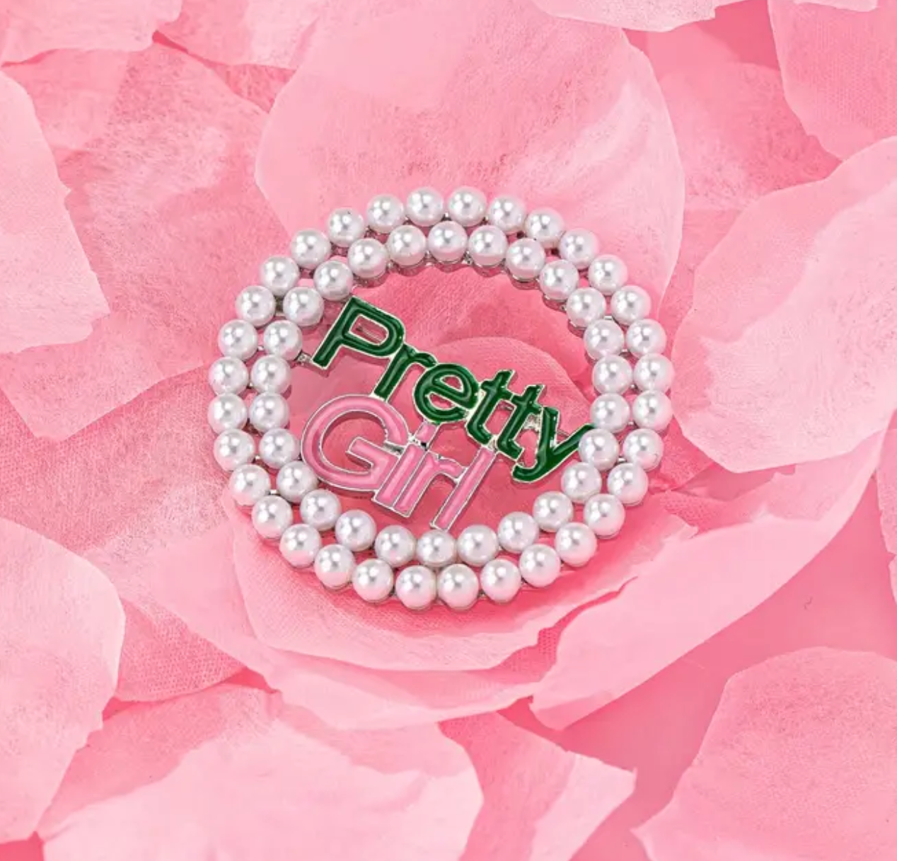 Alpha Kappa Alpha PRETTY GIRL Faux Pearl Enamel Pin ♡ AKA Divine 9 HBCU ...
