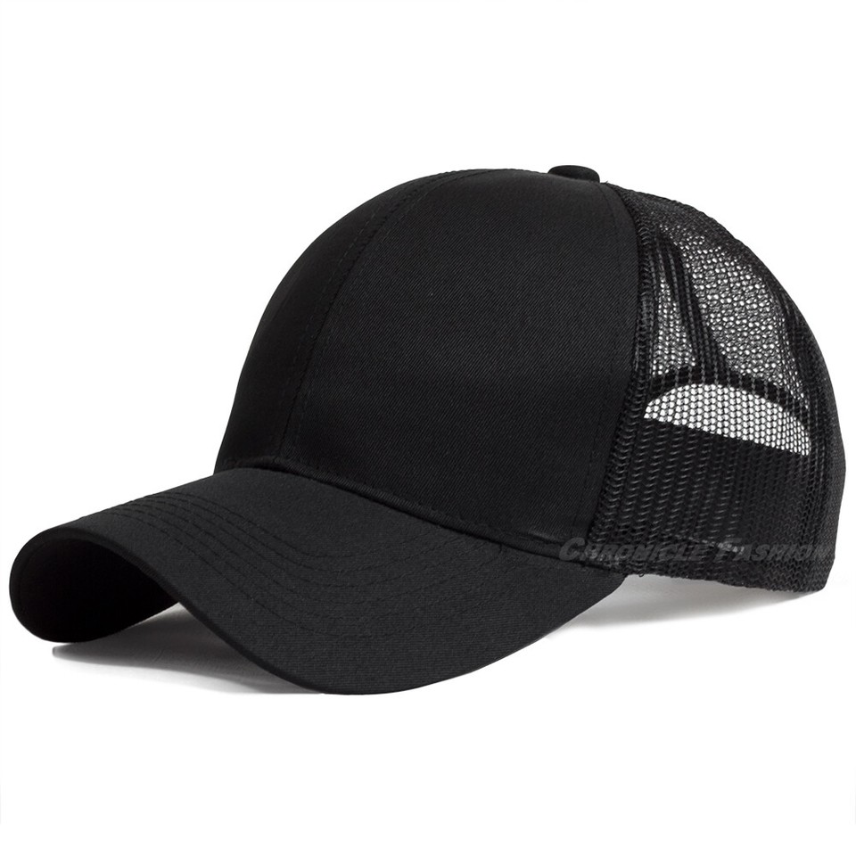 Trucker Hat Mesh Back Snapback Baseball Cap Plain Solid Visor Blank ...