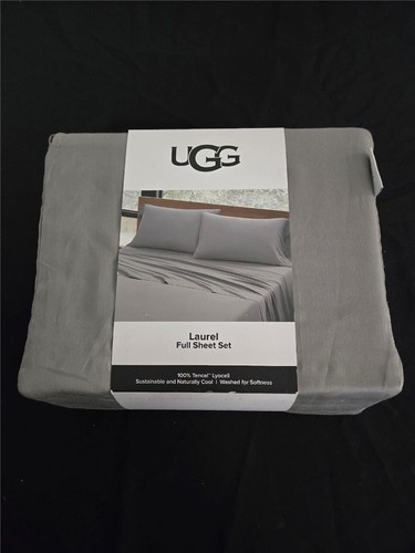 #= UGG Laurel Full Sheet Set 100% Tencel Lyocell Washable Soft Gray NEW ...