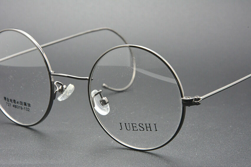 42/44/46/48mm Grey wire rim Round Eyeglass frames metal Eyewear Retro ...