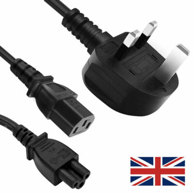 UK 3-Pin Plug AC Mains Power Cable IEC C13 / Clover Leaf Cattle Lead ...