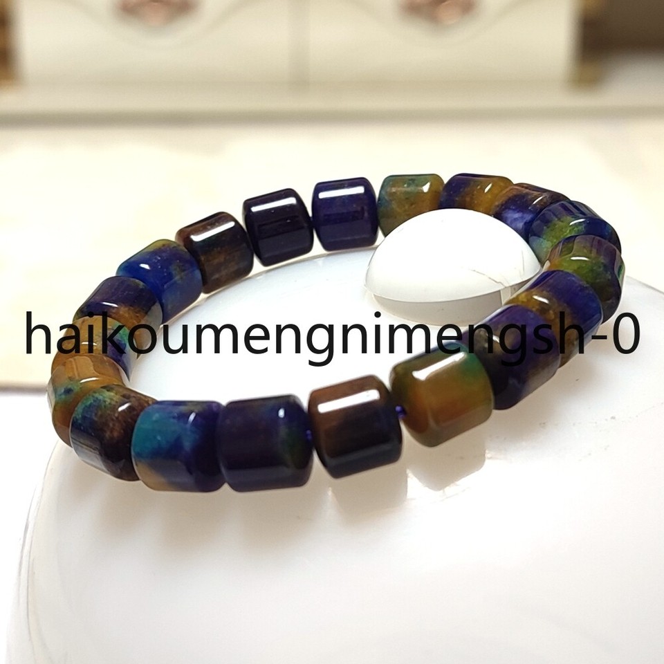 10mm Multicolor Natural Burma Jade jadeite Bucket Beads Elastic ...