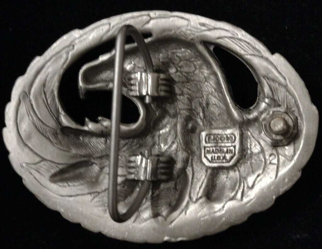 Vintage Eagle PEWTER Belt Buckle EJC 95 Diamond Cut O… - Gem