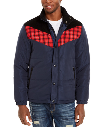 American Rag Men's Brady Colorblocked Puffer Jacket Navy Size Medium | eBay