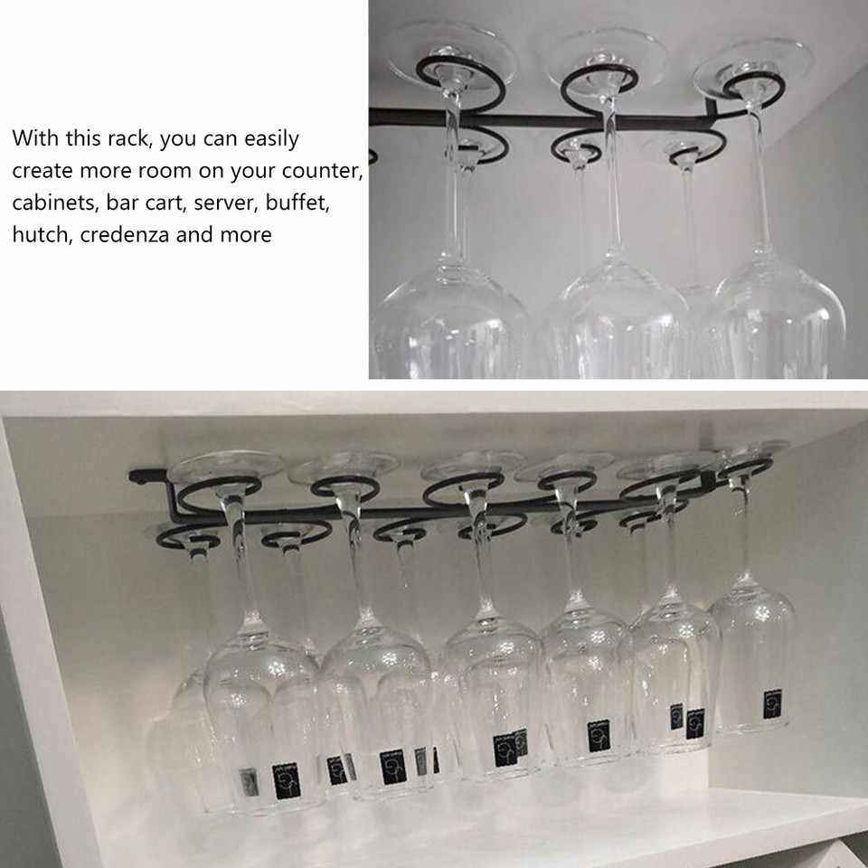 4/8/12 Slots Wine Glass Rack Holder Storage Drying Hanging Bar Rack ...