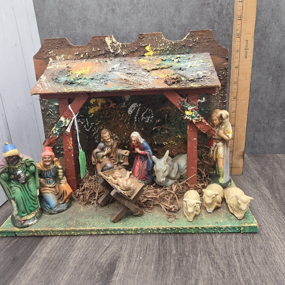 Vintage West Germany Nativity Scene 12-Piece Christmas Manger Figurines ...