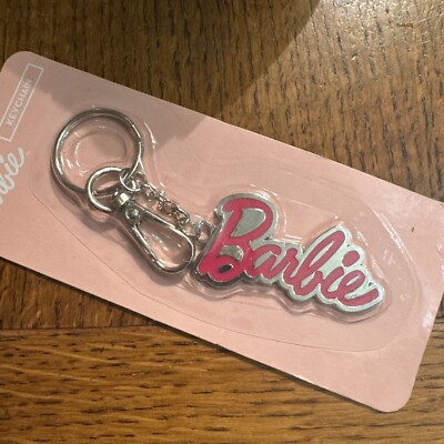 Barbie Keychain Metal Silver Pink Mattel Keyring Clamp NEW | eBay